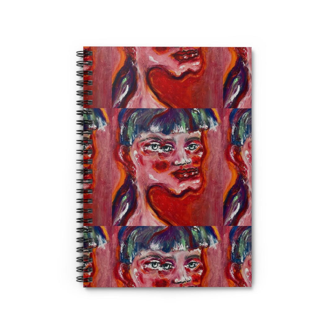 Abstract Red Face Heart Spiral Notebook | Ruled Journal - Etsy