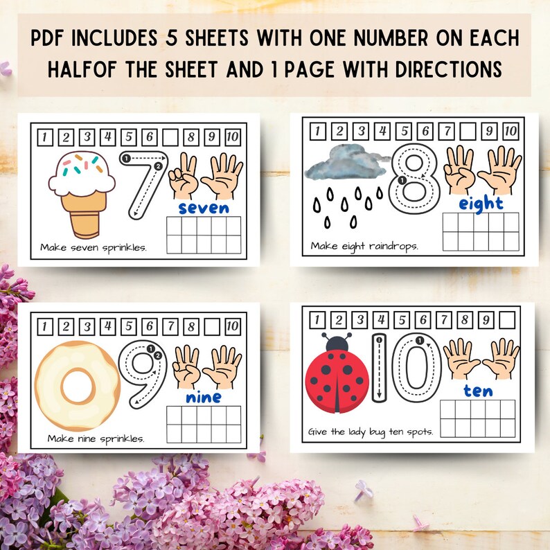 Preschool Printable Numbers 1-10, Play-doh Mats Toddler Activities ...