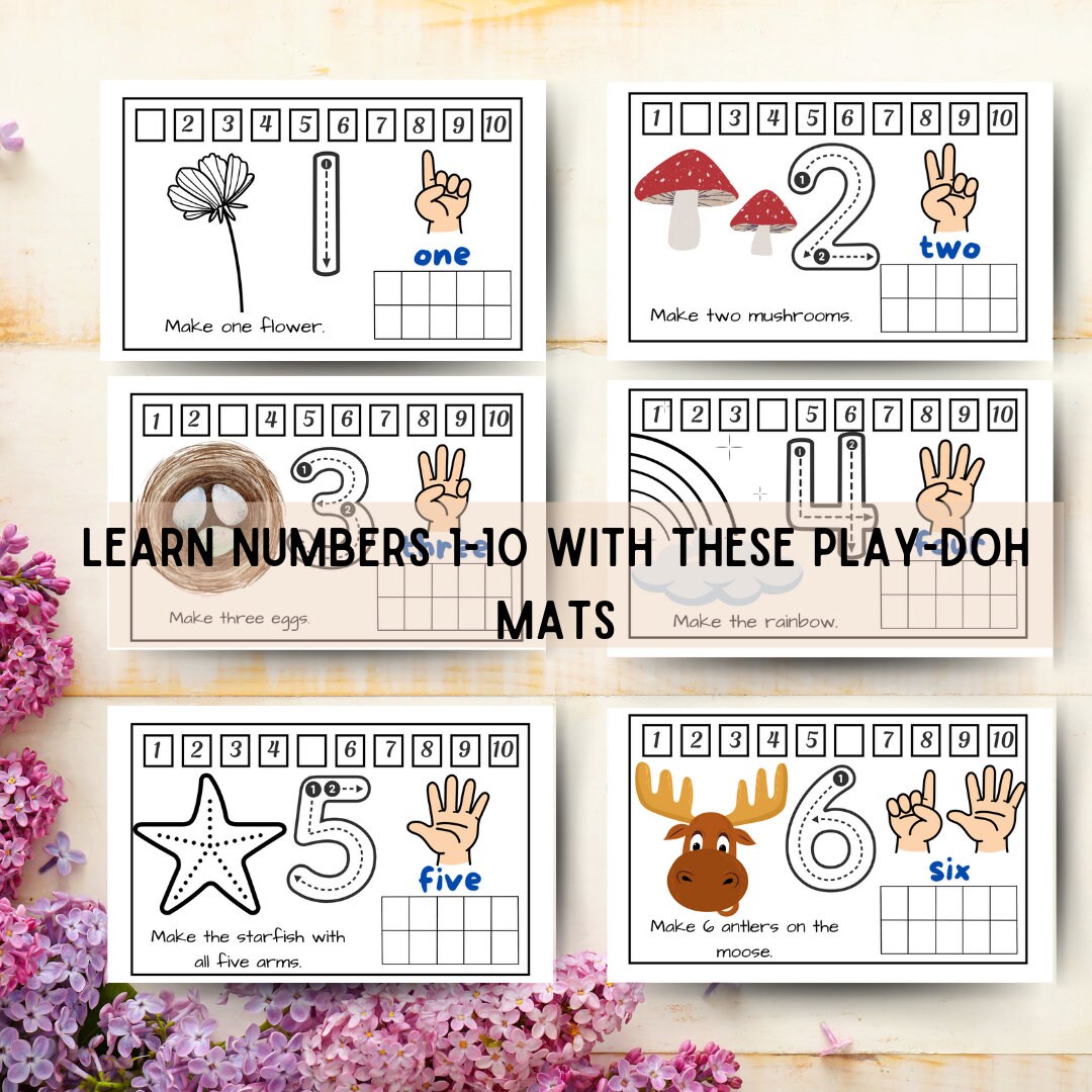 Preschool Printable Numbers 1-10, Play-doh Mats Toddler Activities ...