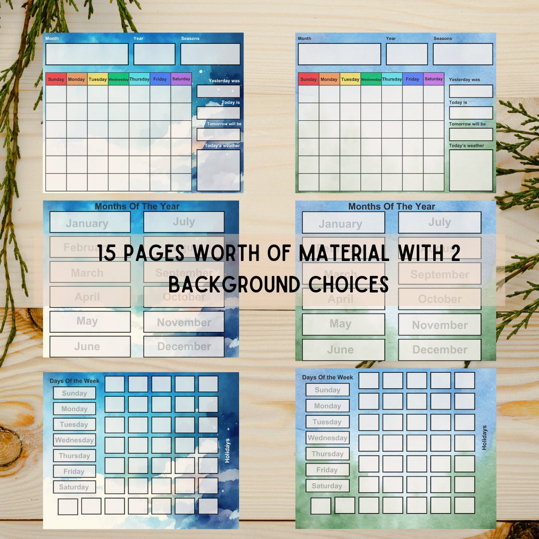 Perpetual Calendar, Kids Calendar Printable Classroom Calendar ...