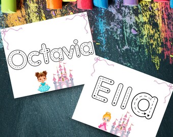 Princess Girl's Custom Name Tracing Sheets, Personalized Name Tracing ...