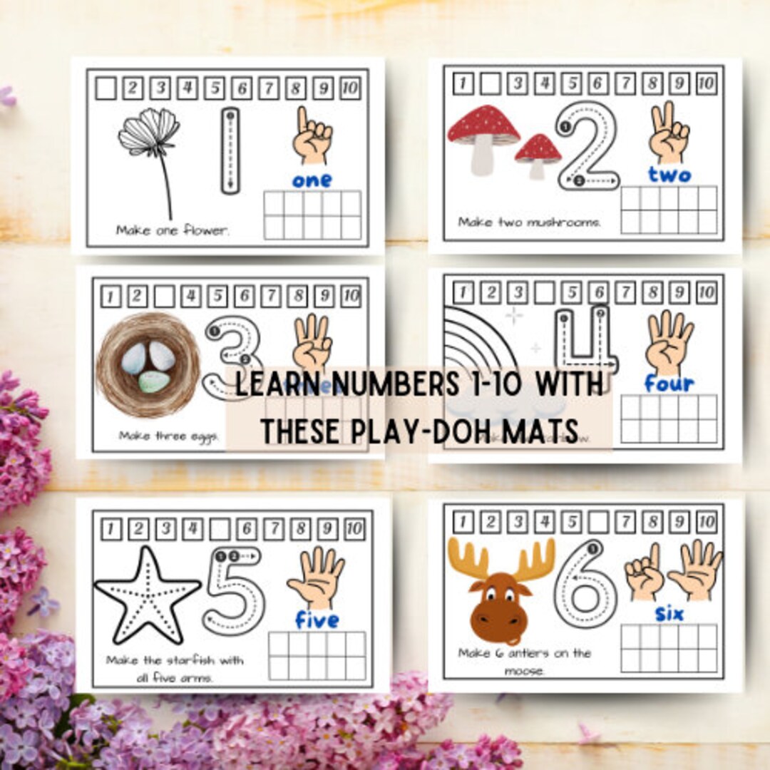 Preschool Printable Numbers 1-10, Play-doh Mats Toddler Activities ...