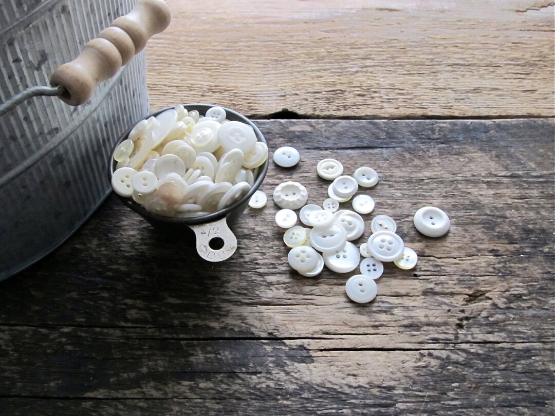 Vintage White Buttons Half Cup - Etsy