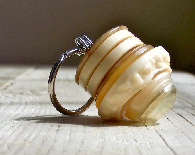 Vintage Stacked Buttons Key Ring Bubble Top - Etsy