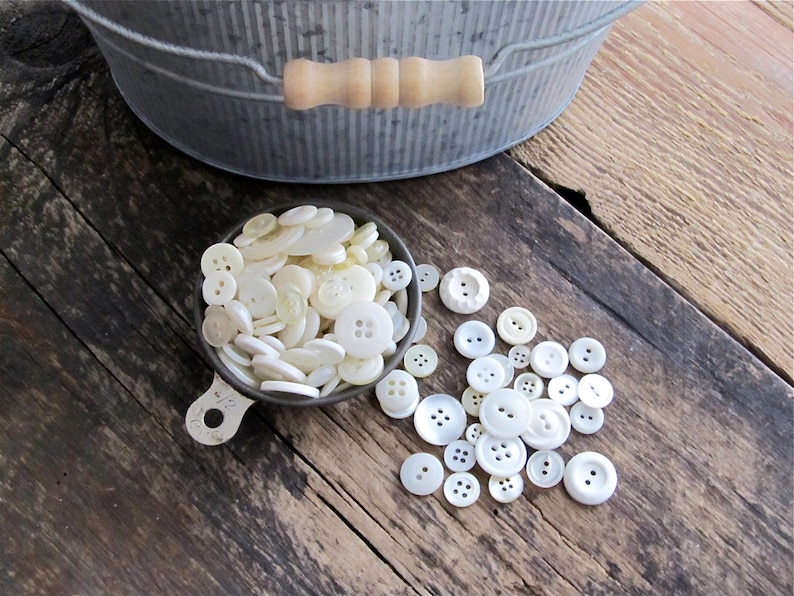 Vintage White Buttons Half Cup - Etsy