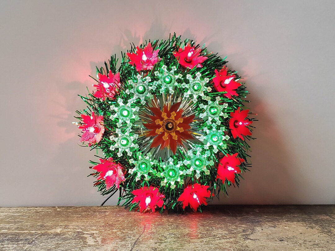 Vintage 21 Light Christmas Wreath Tree Topper - Etsy