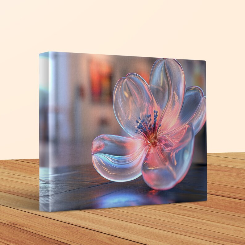 Ai Engineered Wall Art, Translucent Flower Art, Glowing Abstract Decor ...