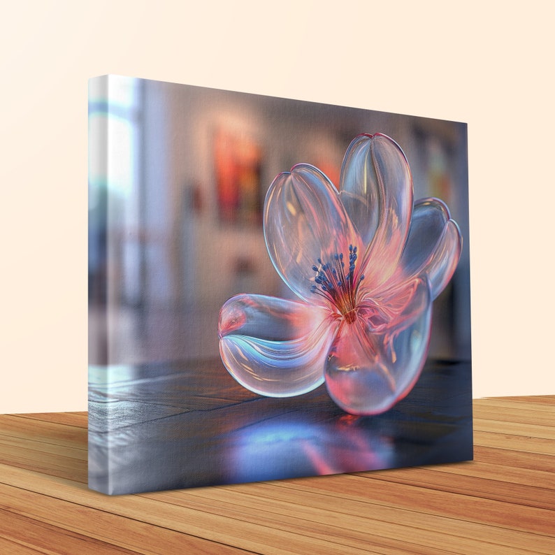 Ai Engineered Wall Art, Translucent Flower Art, Glowing Abstract Decor ...