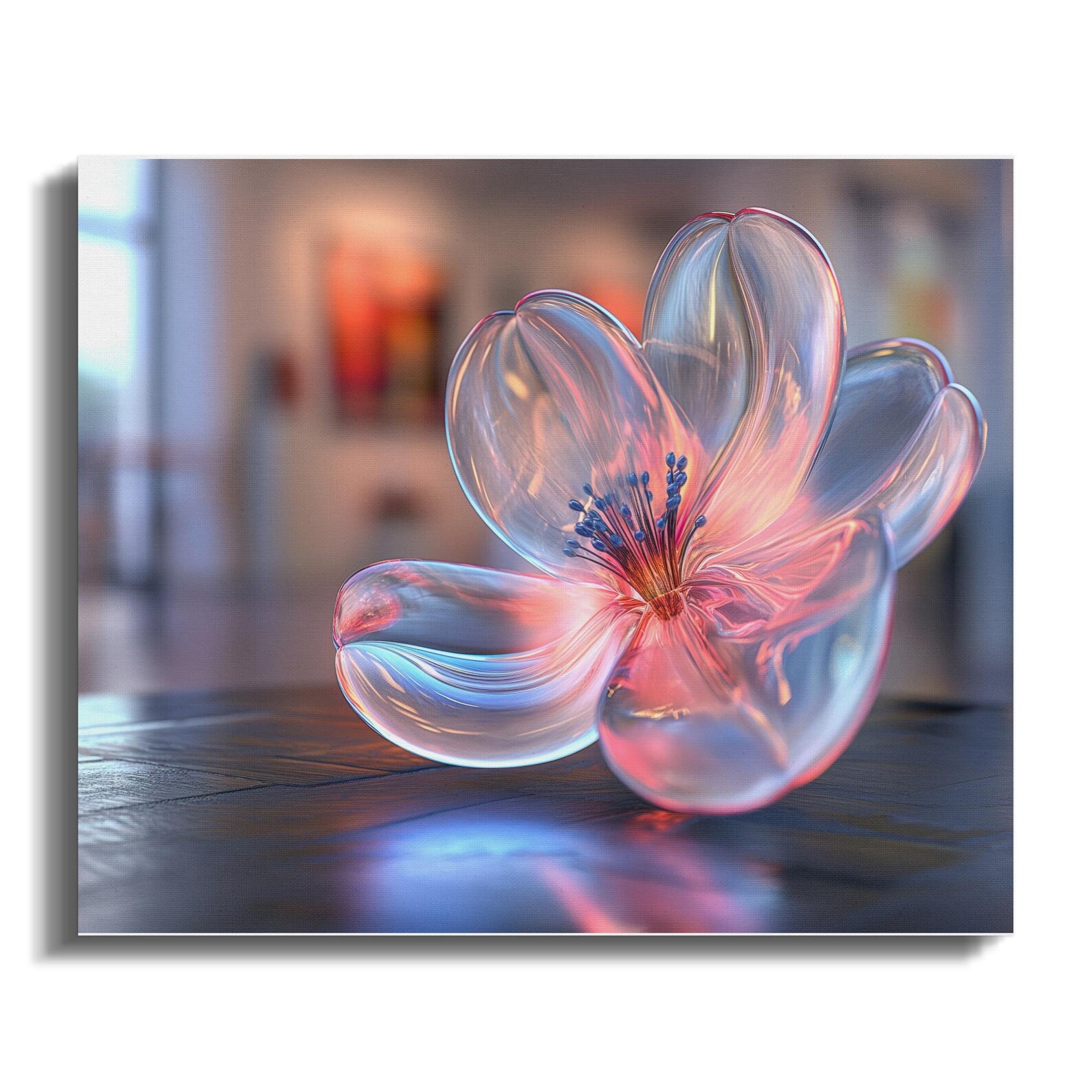 Ai Engineered Wall Art, Translucent Flower Art, Glowing Abstract Decor ...