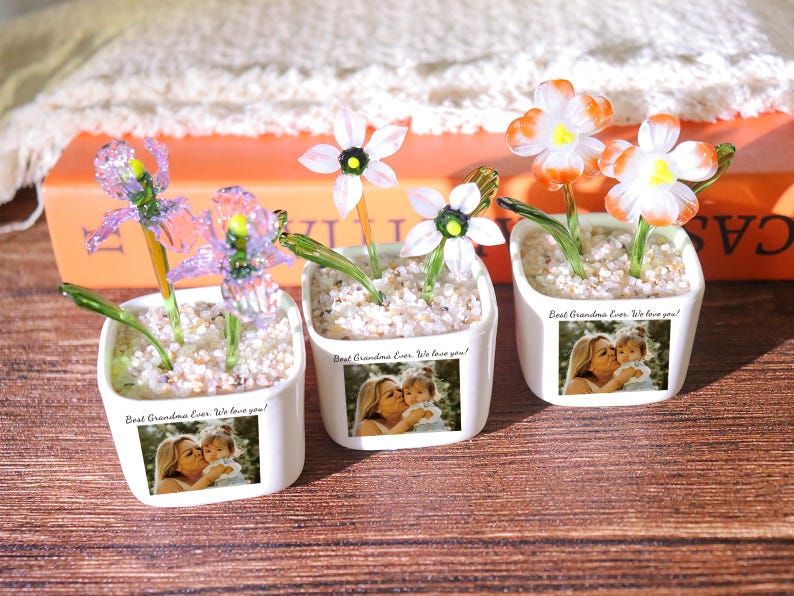 Personalized Glass Flower Pot | Custom Photo Grandma Gift, Nana ...