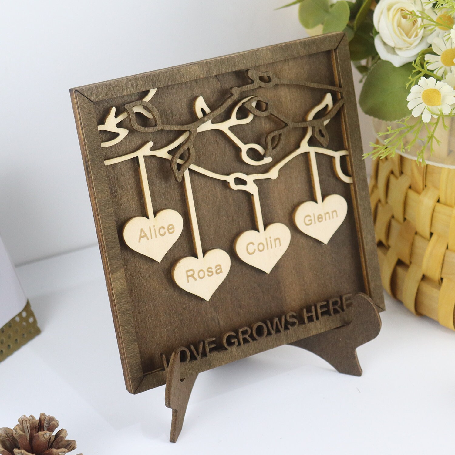 Personalized Family Tree Wood Frame, Gifts for Mom, Mother's Day Gifts ...