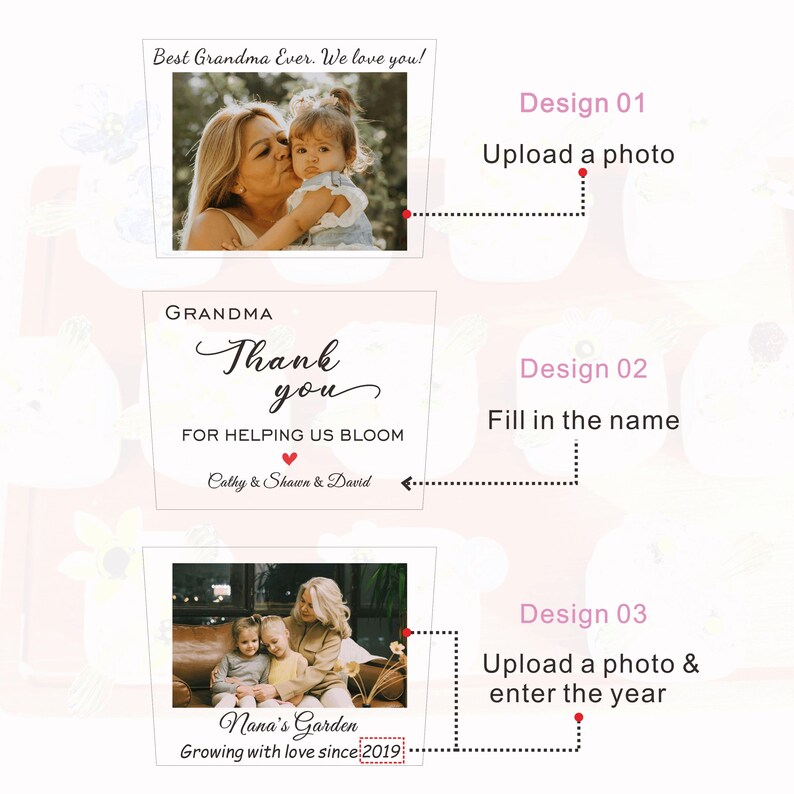 Personalized Glass Flower Pot | Custom Photo Grandma Gift, Nana ...