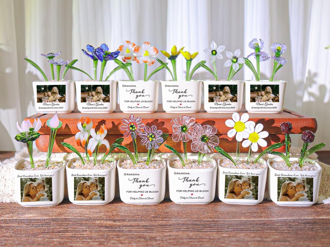 Personalized Glass Flower Pot | Custom Photo Grandma Gift, Nana ...