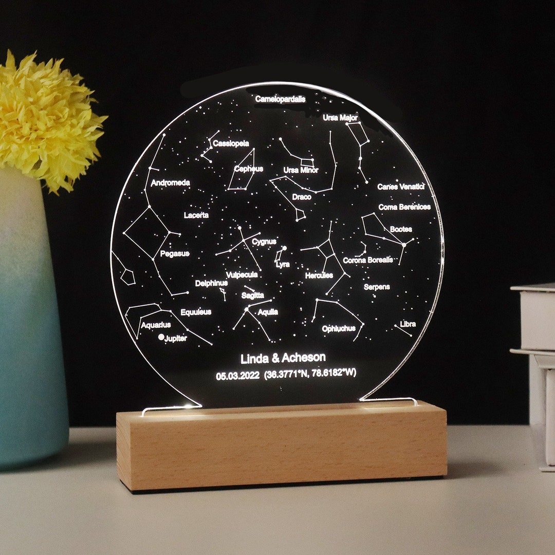 Personalized Constellation Map, Personalized Star Map Night Light, Star ...