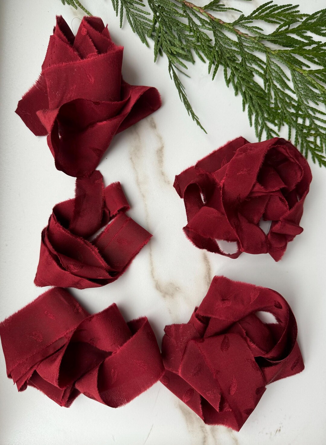 100% Silk Ribbon Set of 6 Red Hand Torn Styling Bows - Etsy