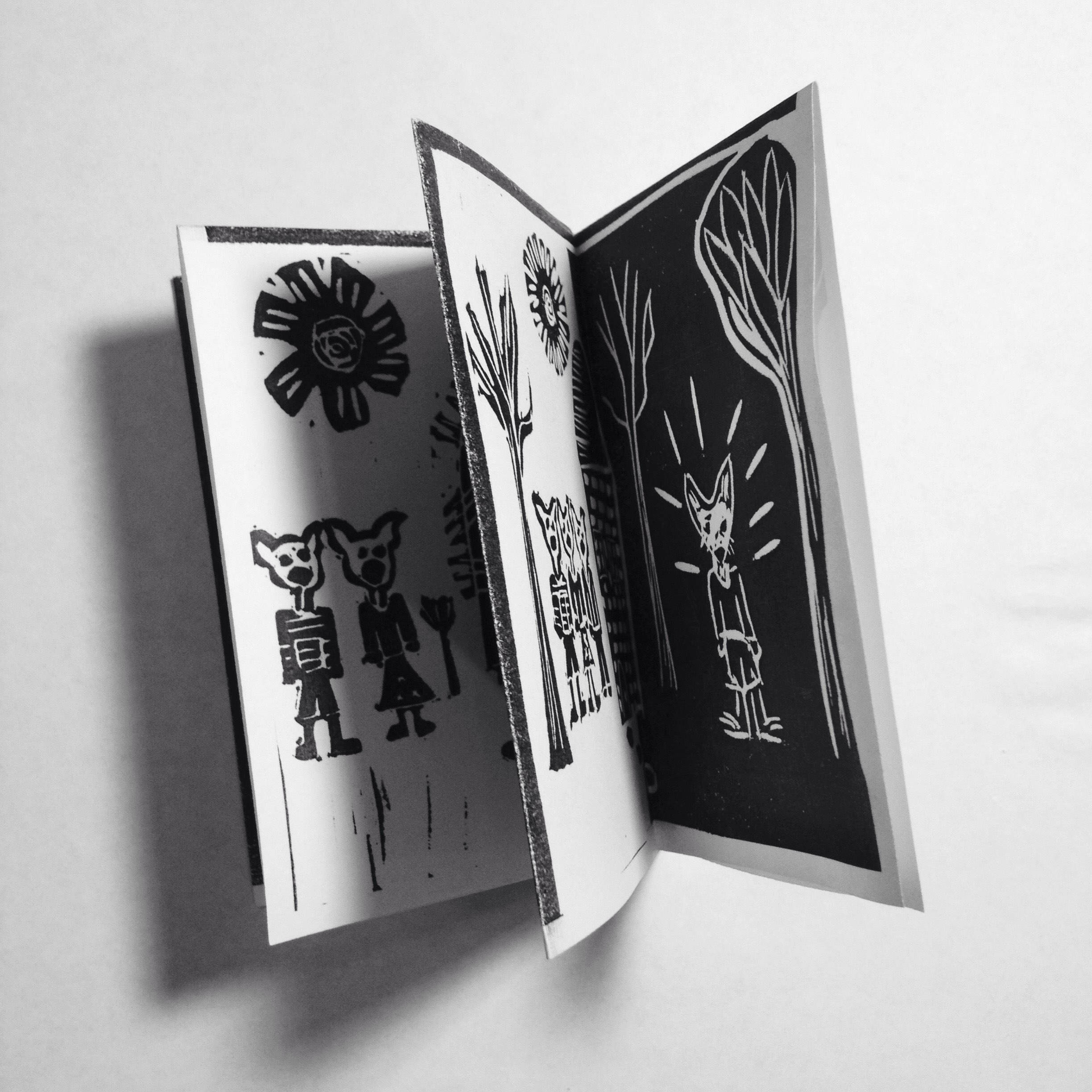 Three Little Pigs Zine: Handcarved Linocut Print (PDF) - Etsy