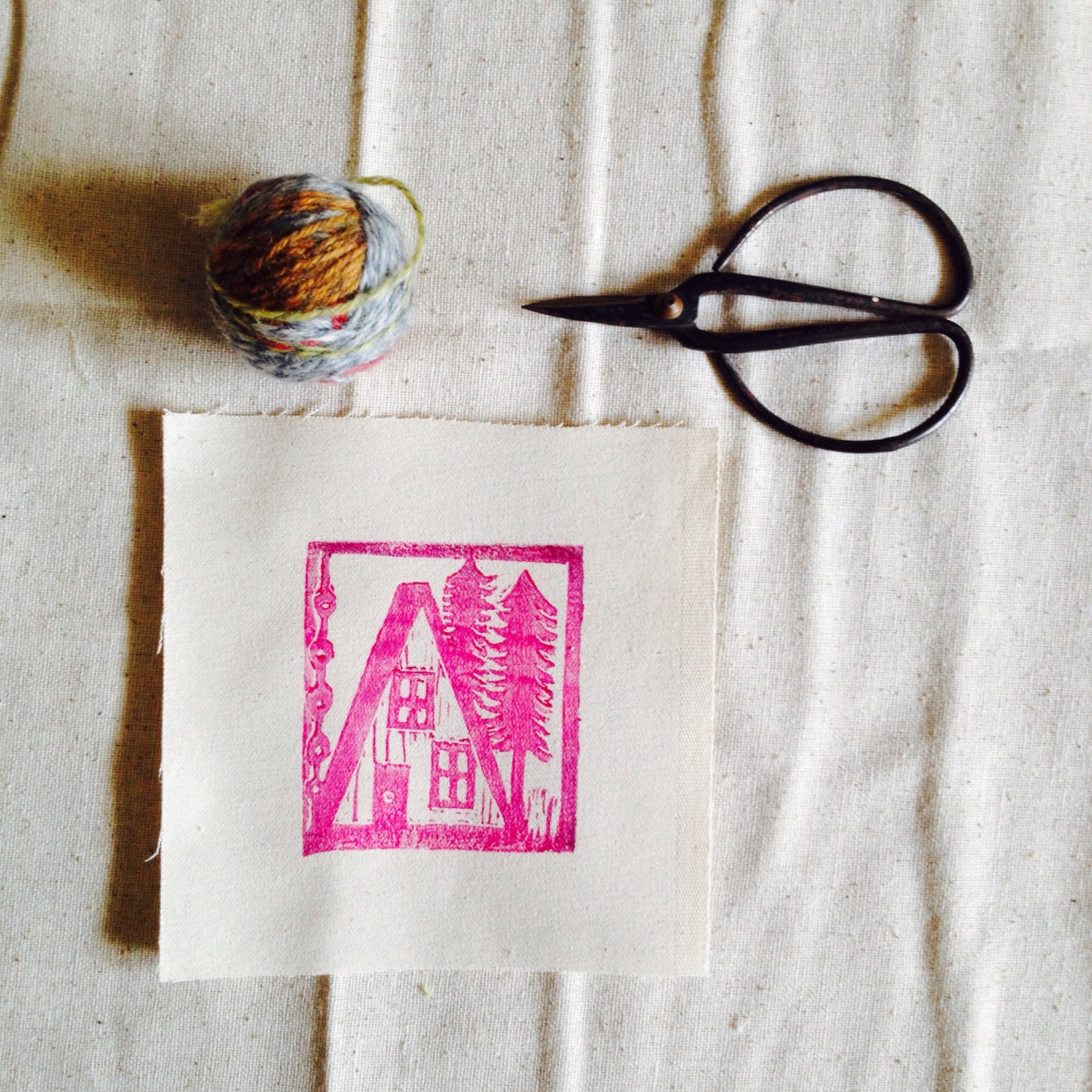 Linoprint, Linoprint Patch, Fabric Patch, Fabric, Blockprint, Linocut ...