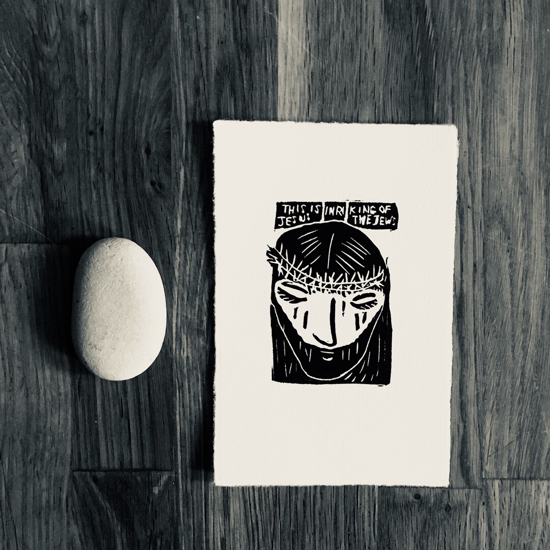 Handcarved Linocut Print: Jesus Christ Illustration (3.3 X 5.2 Inch) - Etsy