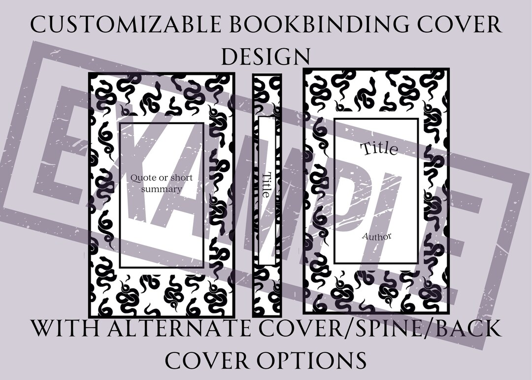 Snakes Customizable Book Cover Design for Bookbinding, Vinyl Book Cover ...
