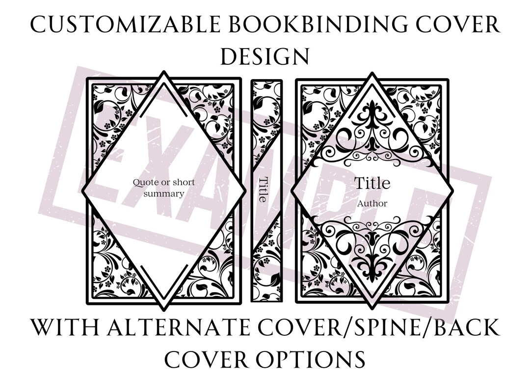 Customizable Book Cover Floral Filigree Design for Bookbinding, Vinyl ...
