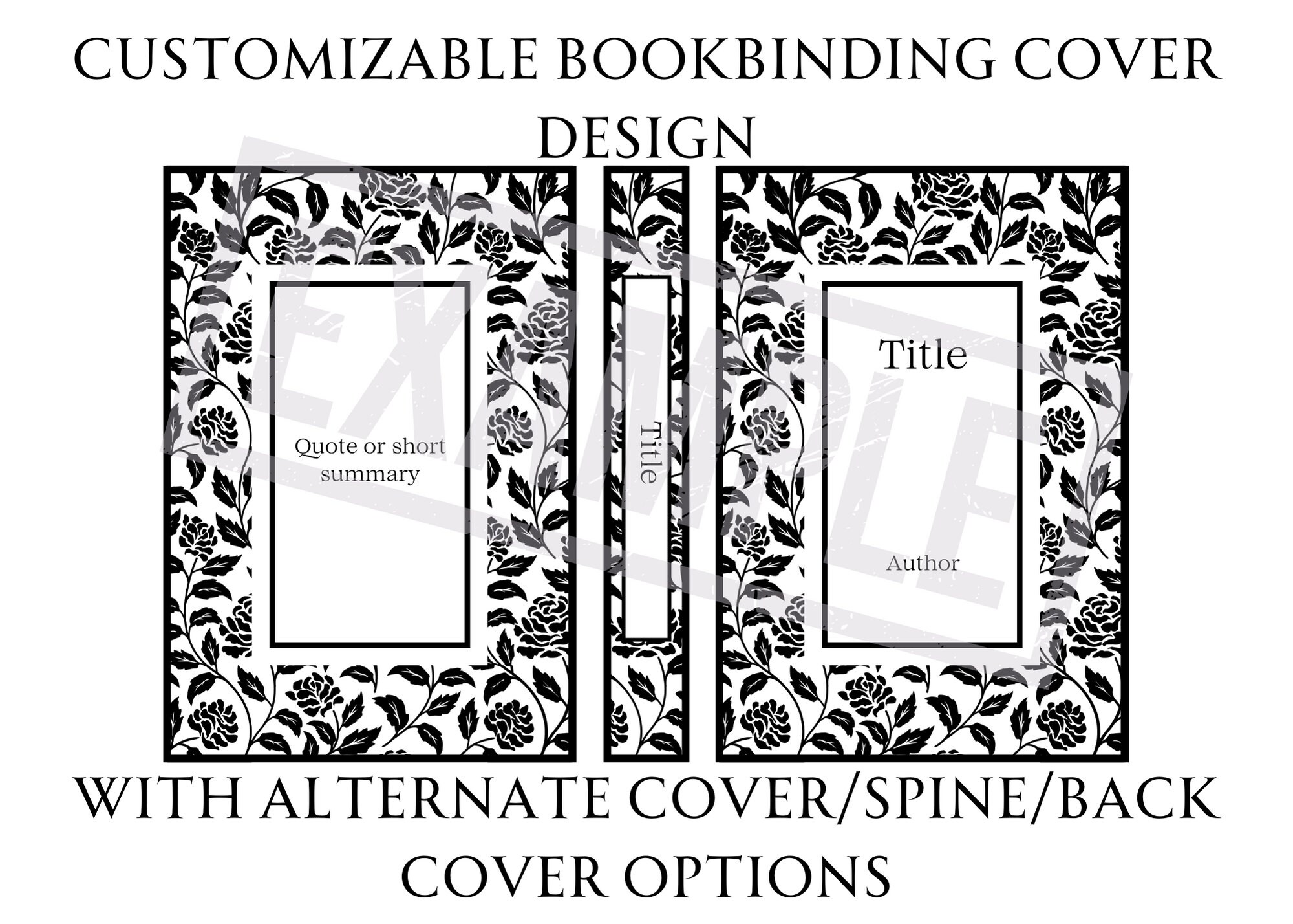 Customizable Book Cover Rose Design for Bookbinding, Vinyl Book Cover ...