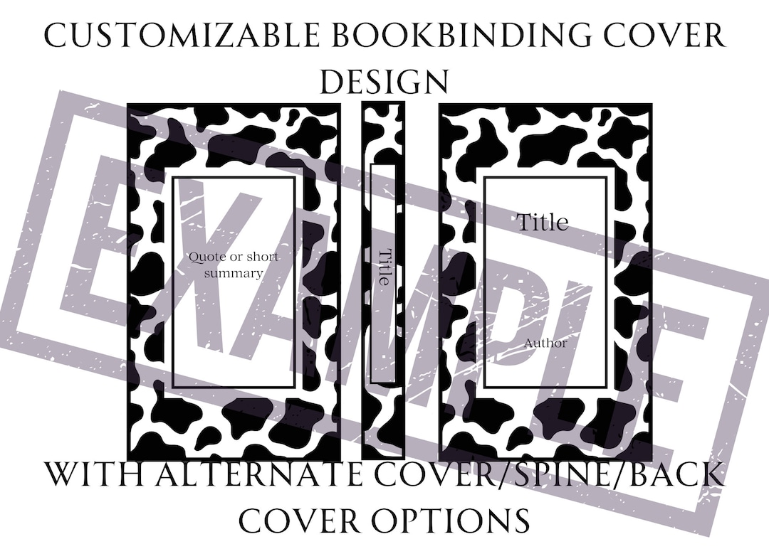 Customizable Book Cover Cow Print Design for Bookbinding, Vinyl Book ...