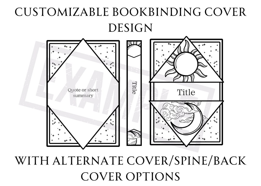 Sun and Moon Customizable Book Cover Design for Bookbinding, Vinyl Book ...