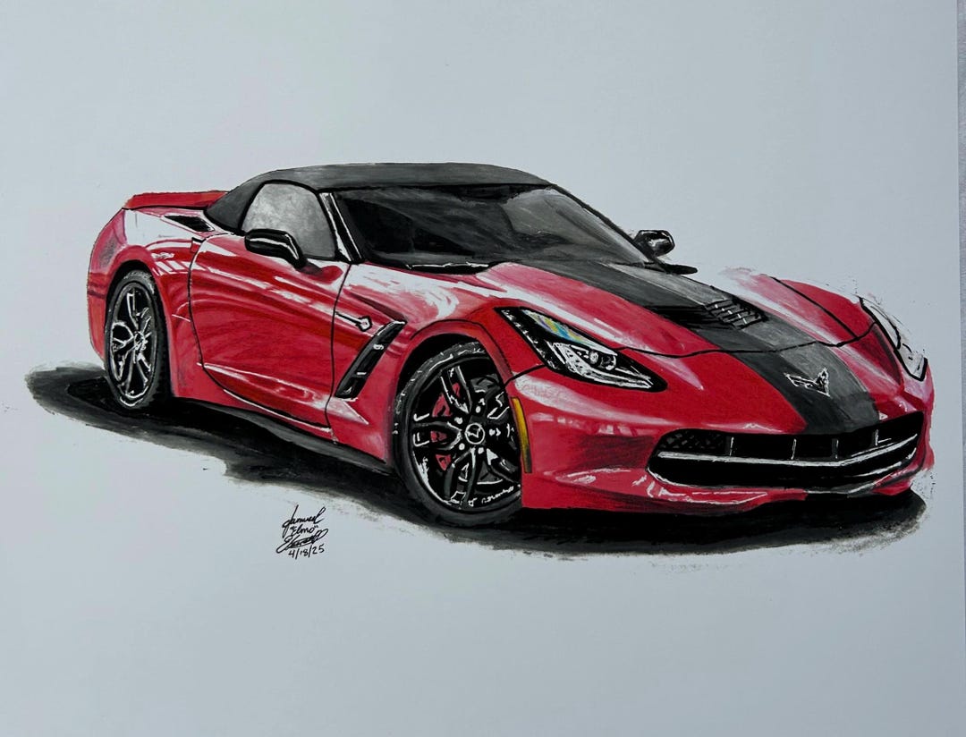 C7 Corvette Print: Prismacolor Pencil Drawing (11x14) - Etsy