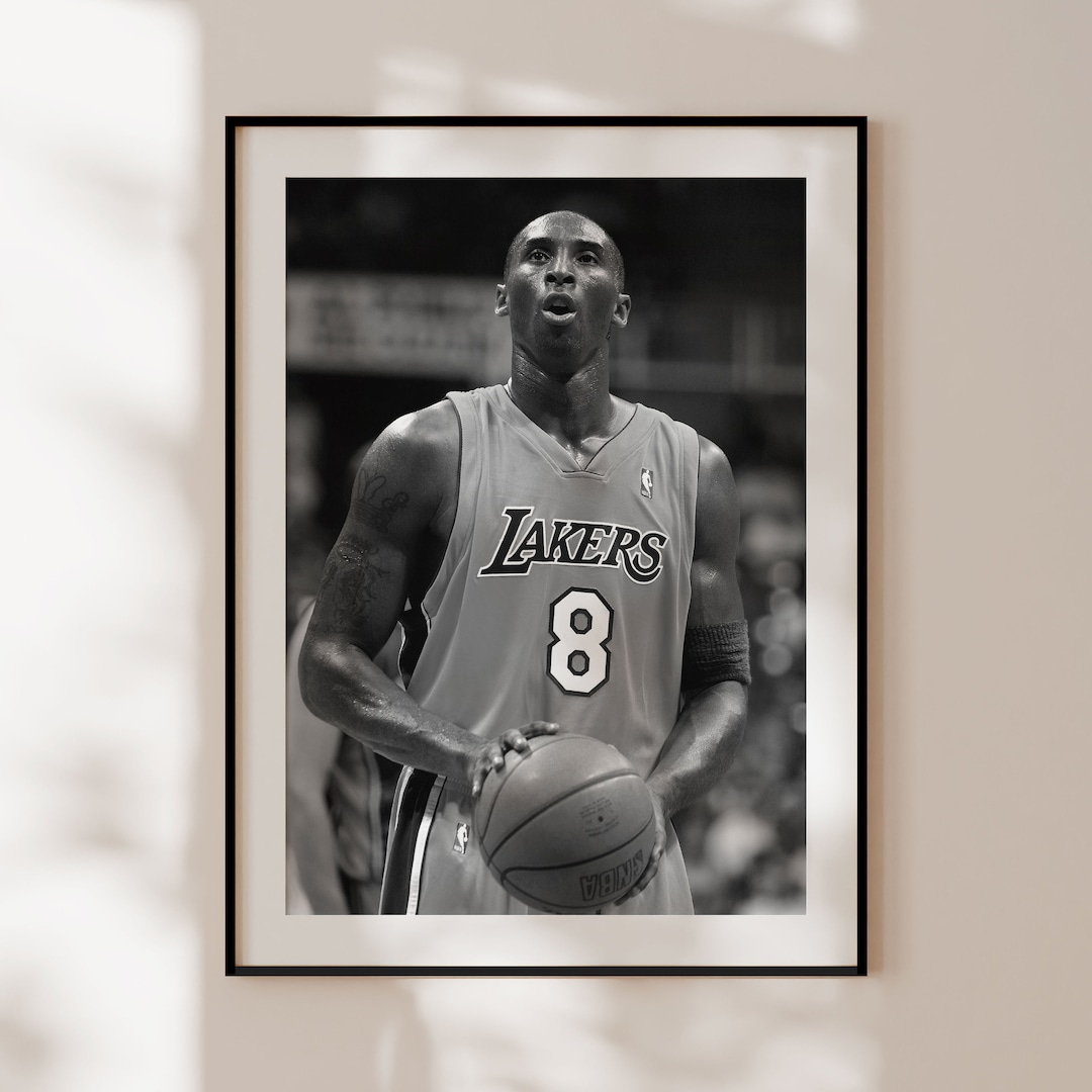 Retro Kobe Bryant Poster, NBA Kobe Bryant Print, Original Black and ...