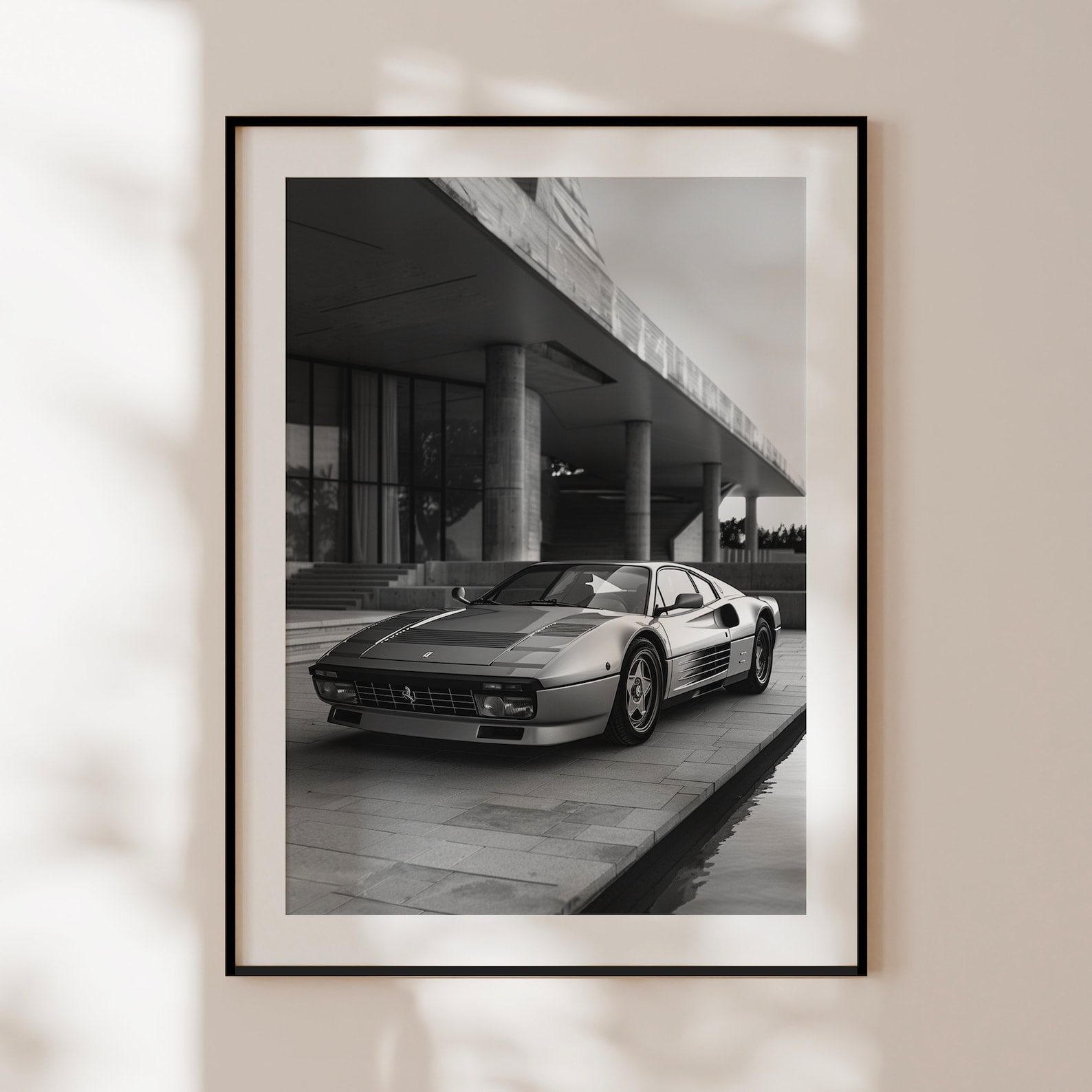 Vintage Ferrari and Architecture Poster, Vintage Ferrari Print, Ferrari ...