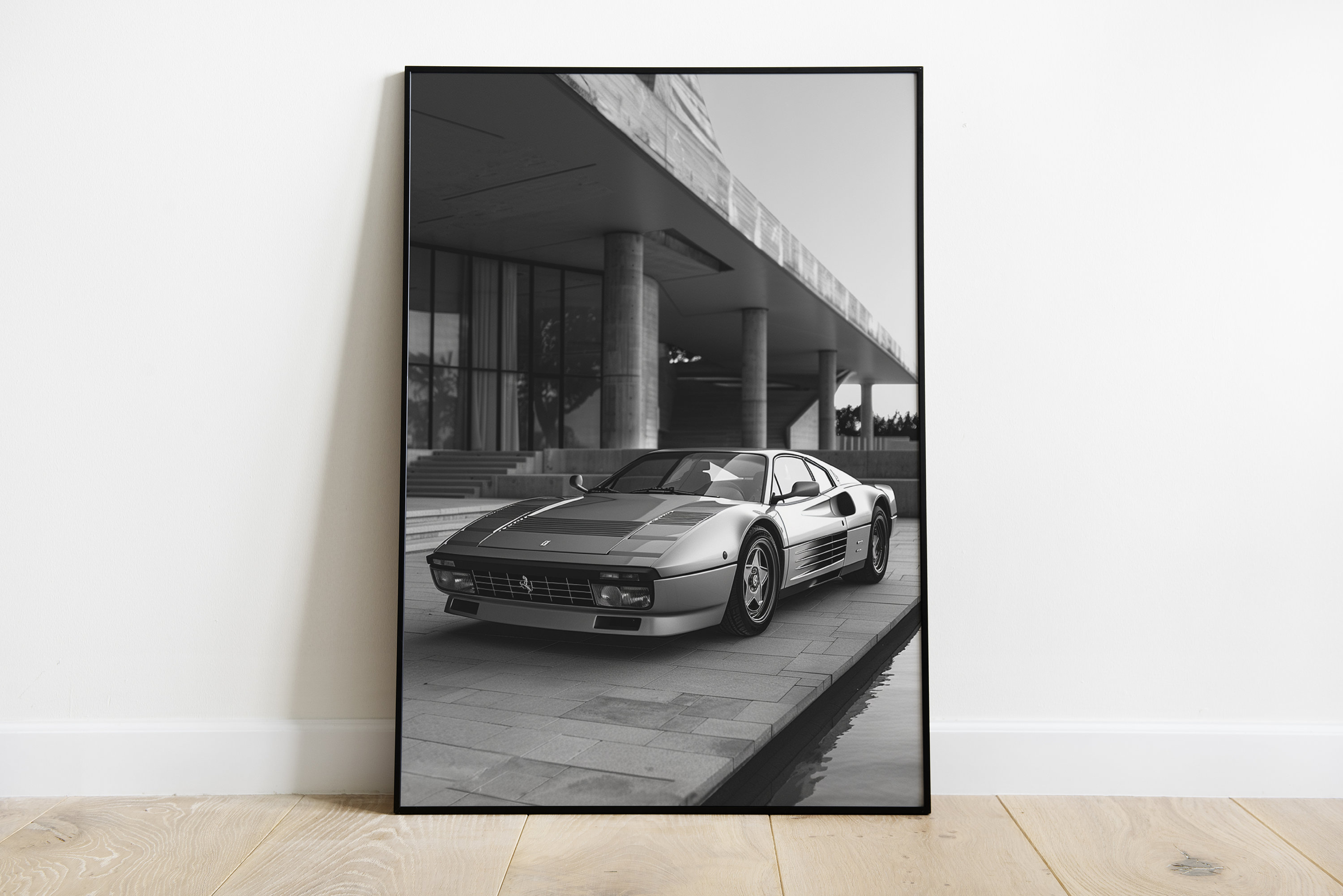 Vintage Ferrari and Architecture Poster, Vintage Ferrari Print, Ferrari ...