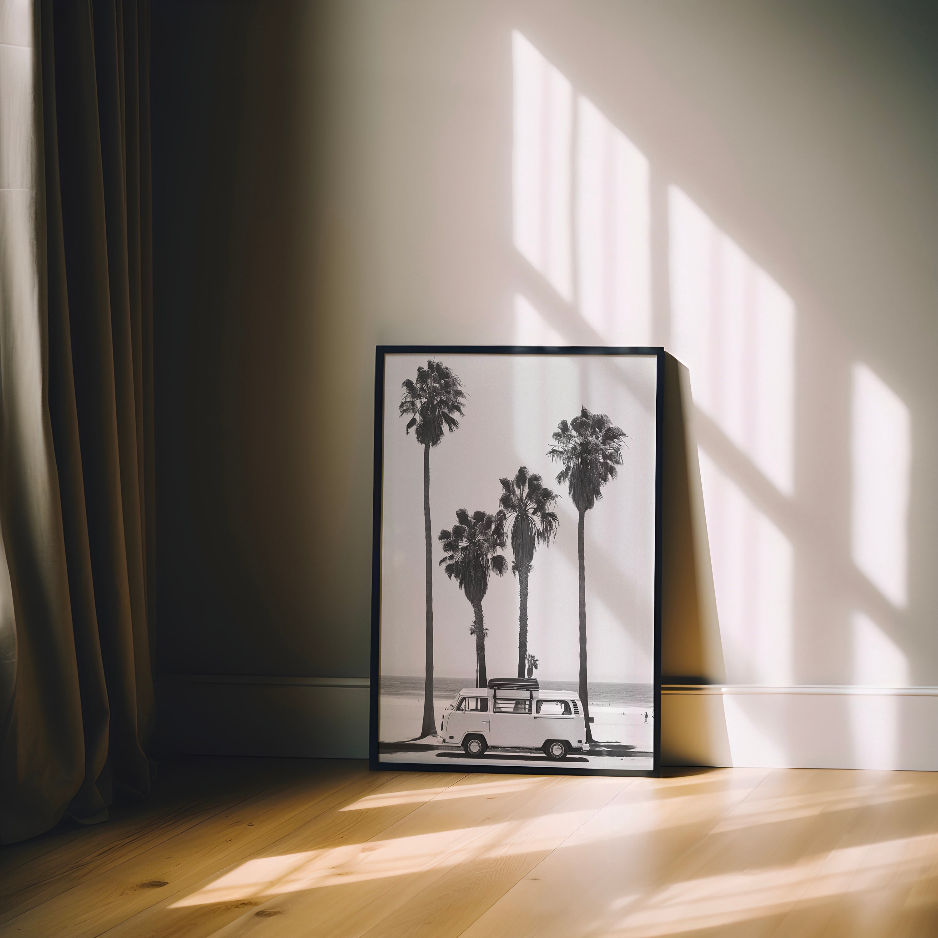 Retro Vanlife Poster, Vintage Black and White VW Camper Poster, Surf ...