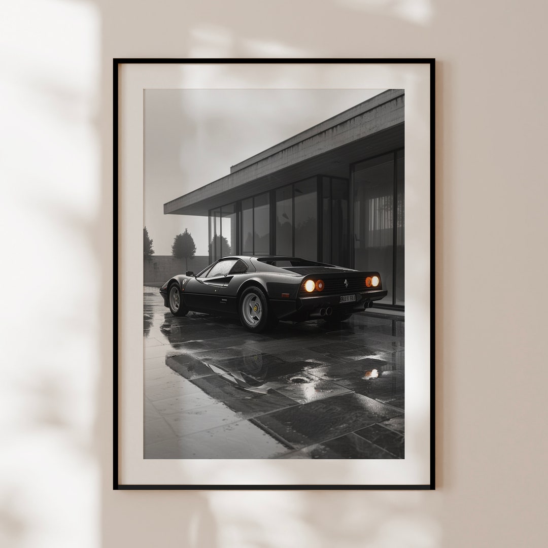 Vintage Ferrari and Architecture Poster, Vintage Ferrari Print, Ferrari ...