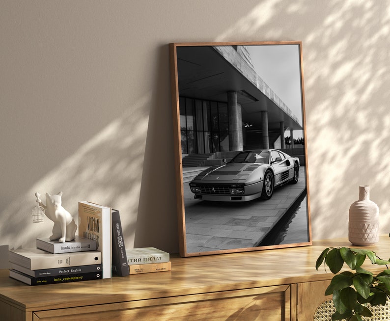 Vintage Ferrari and Architecture Poster, Vintage Ferrari Print, Ferrari ...