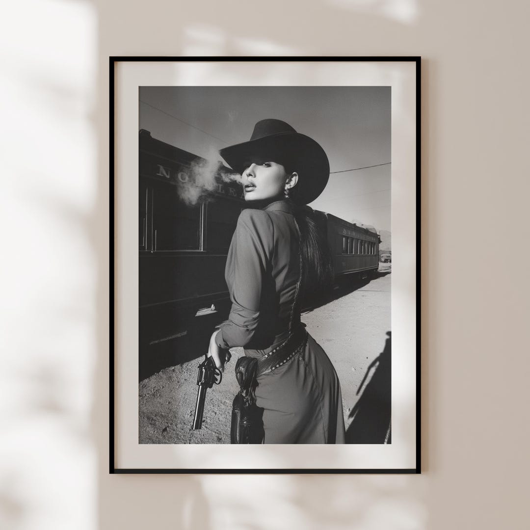 Western Glamour Poster, Vintage Black and White Poster, Glamour ...