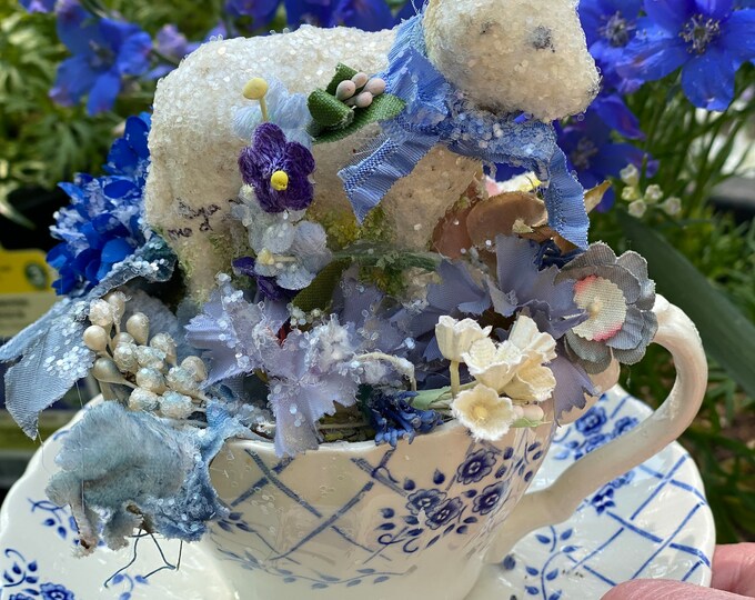 Sheep Teena Flanner Lamb Sheep Papier Mache , Vintage Teacup, Pink - Etsy