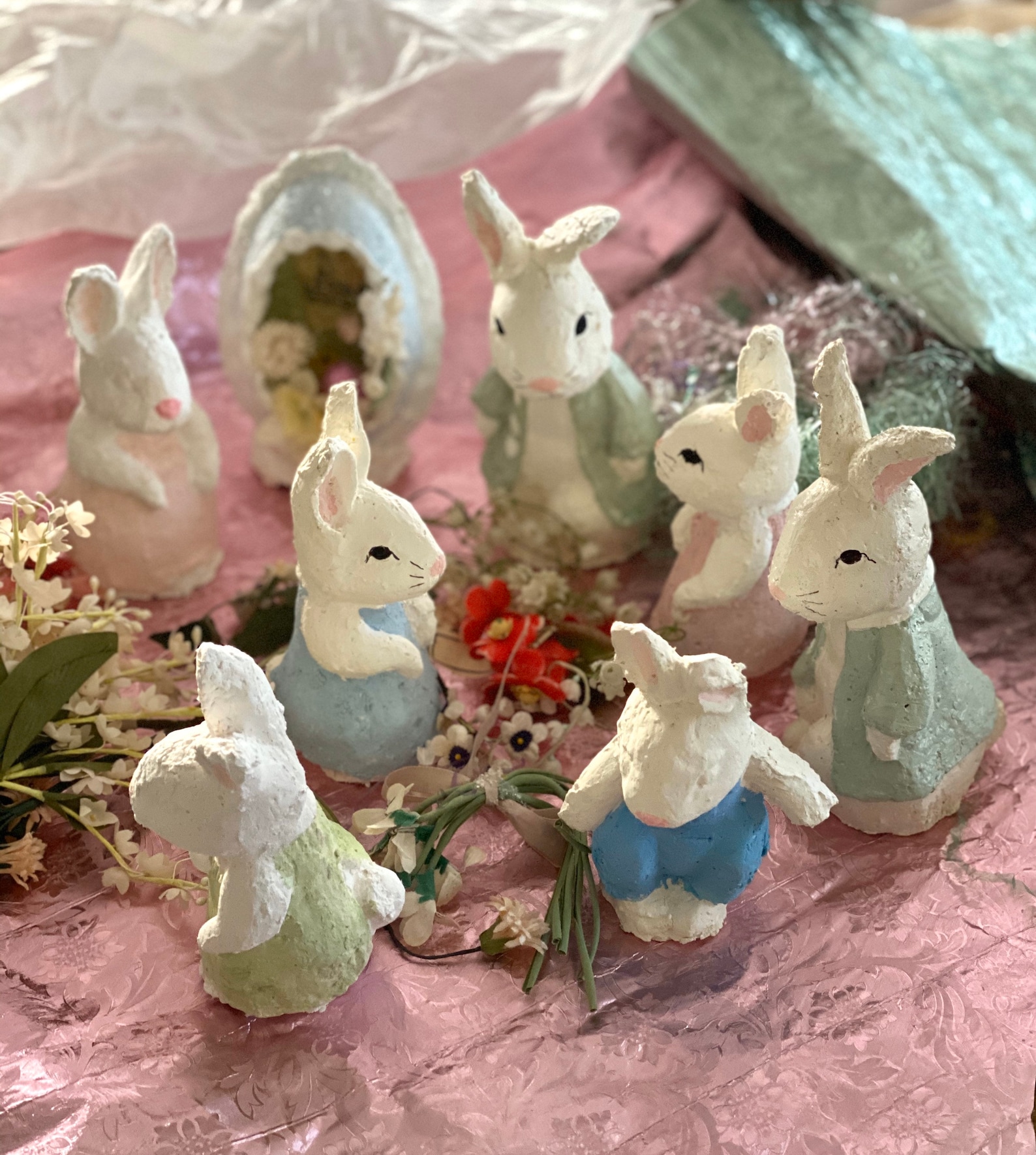 Easter Bunny Rabbit Papier Mache Paper Mache Glitter Tall Much | Etsy