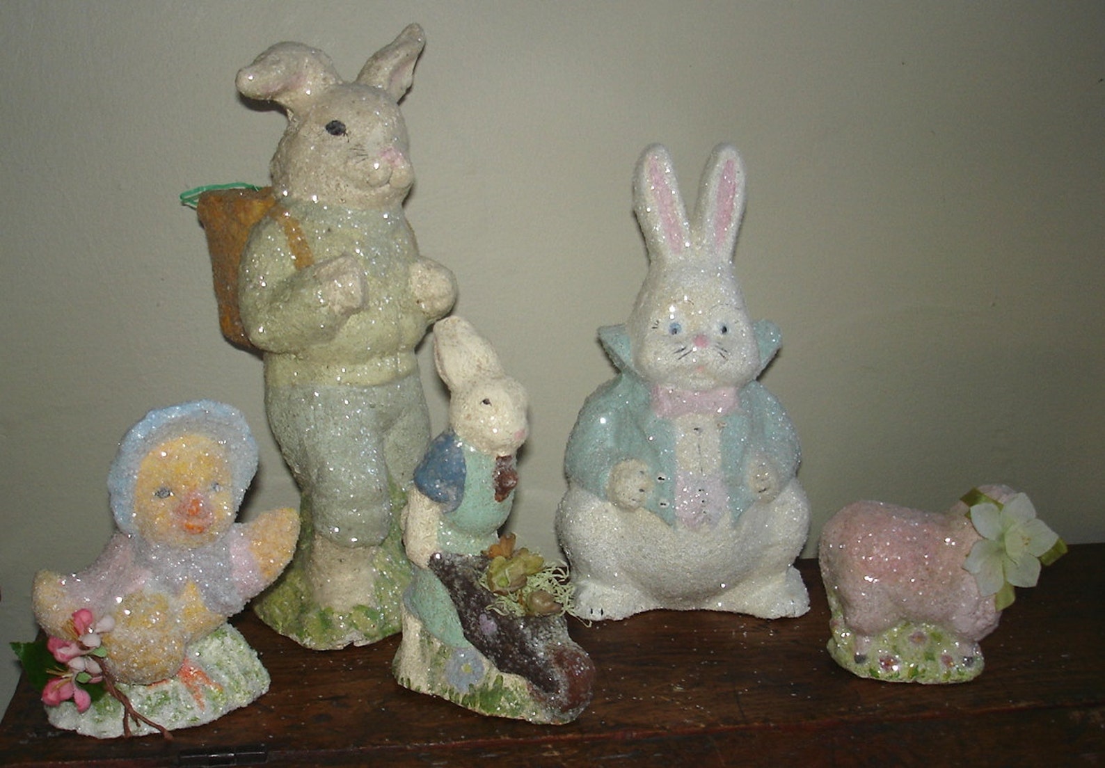 Rabbit Bunny Easter Teena Flanner Original Sugared Glitter - Etsy