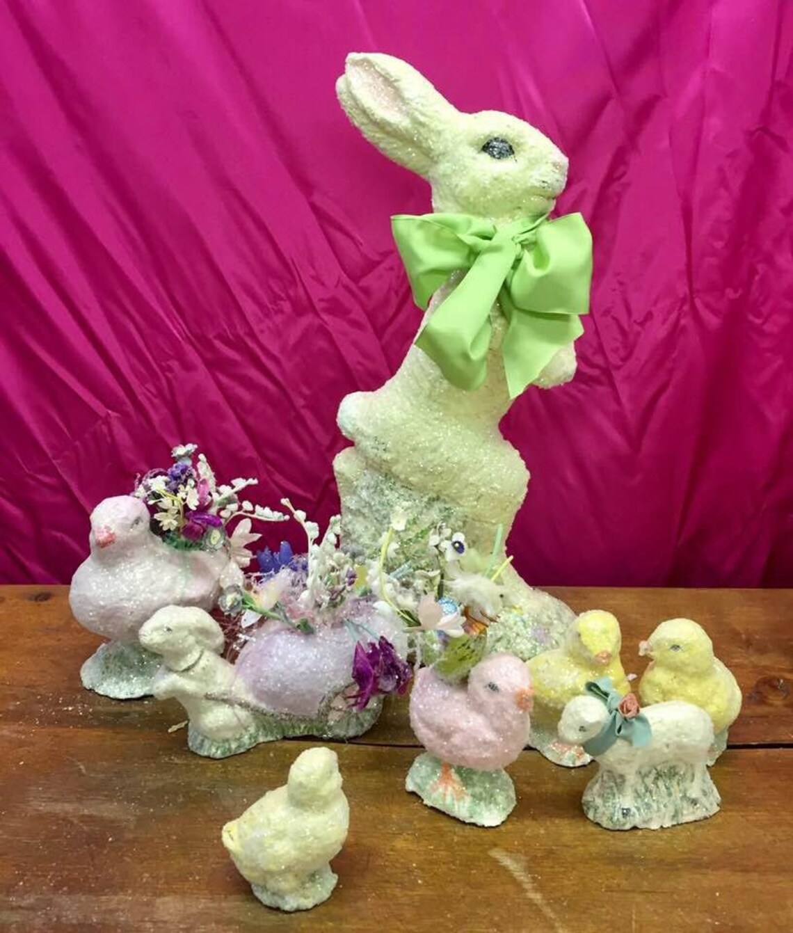 Easter Bunny Rabbit Papier Mache Paper Mache Glitter Tall Much | Etsy