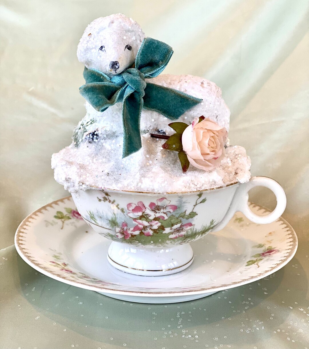 Sheep Teena Flanner Lamb Sheep Papier Mache , Vintage Teacup, Pink - Etsy