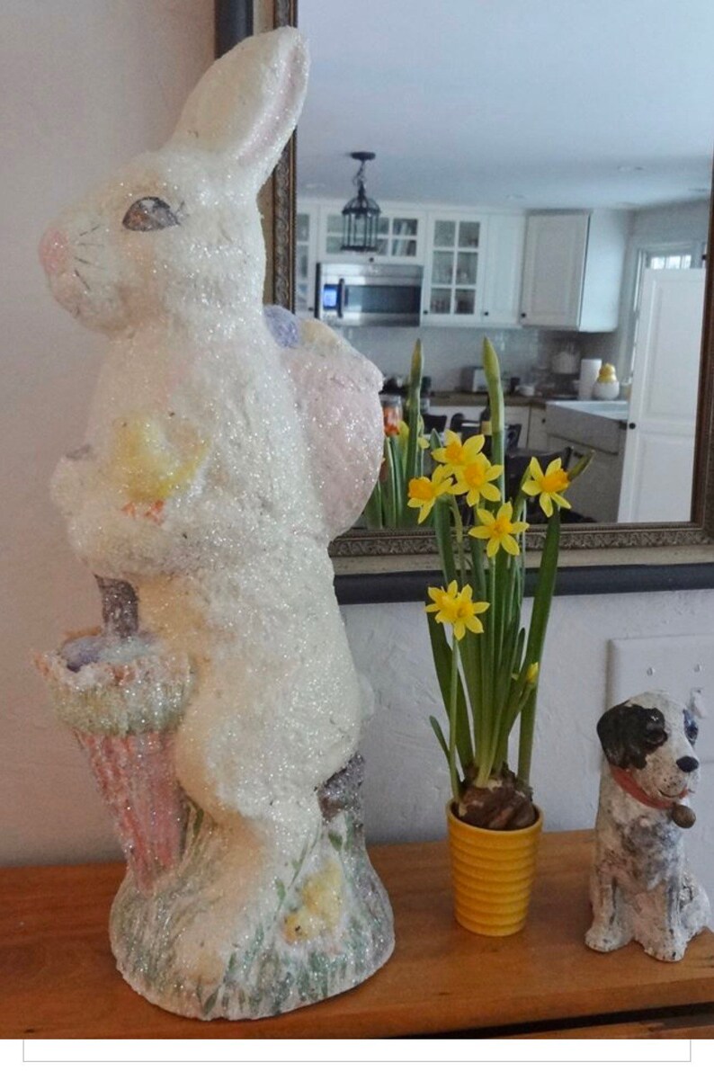 Easter Bunny Rabbit Papier Mache Paper Mache Glitter Tall Much | Etsy