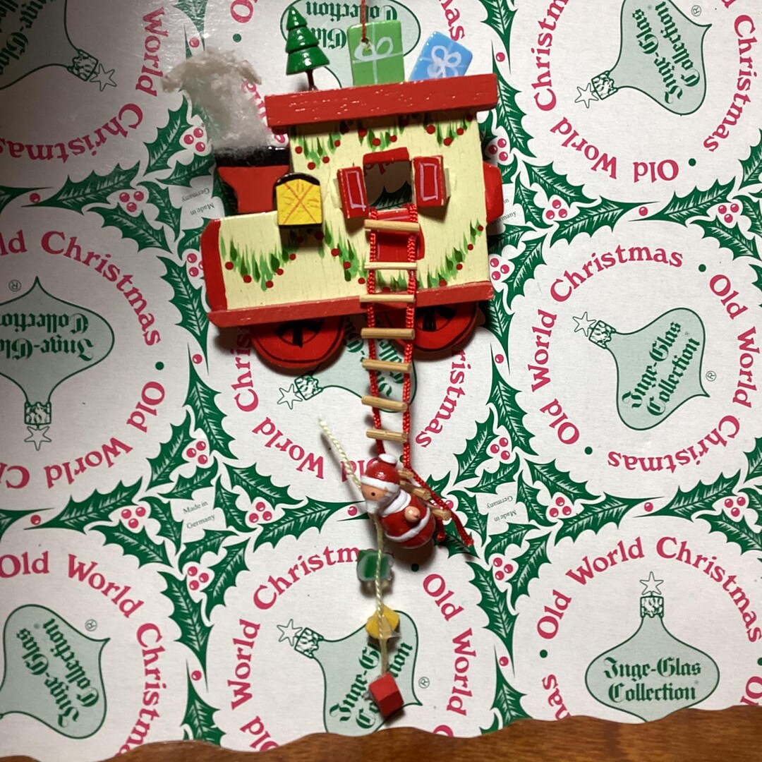 Vintage Handmade Santa Ladder Train Christmas Ornament Made in Germany ...