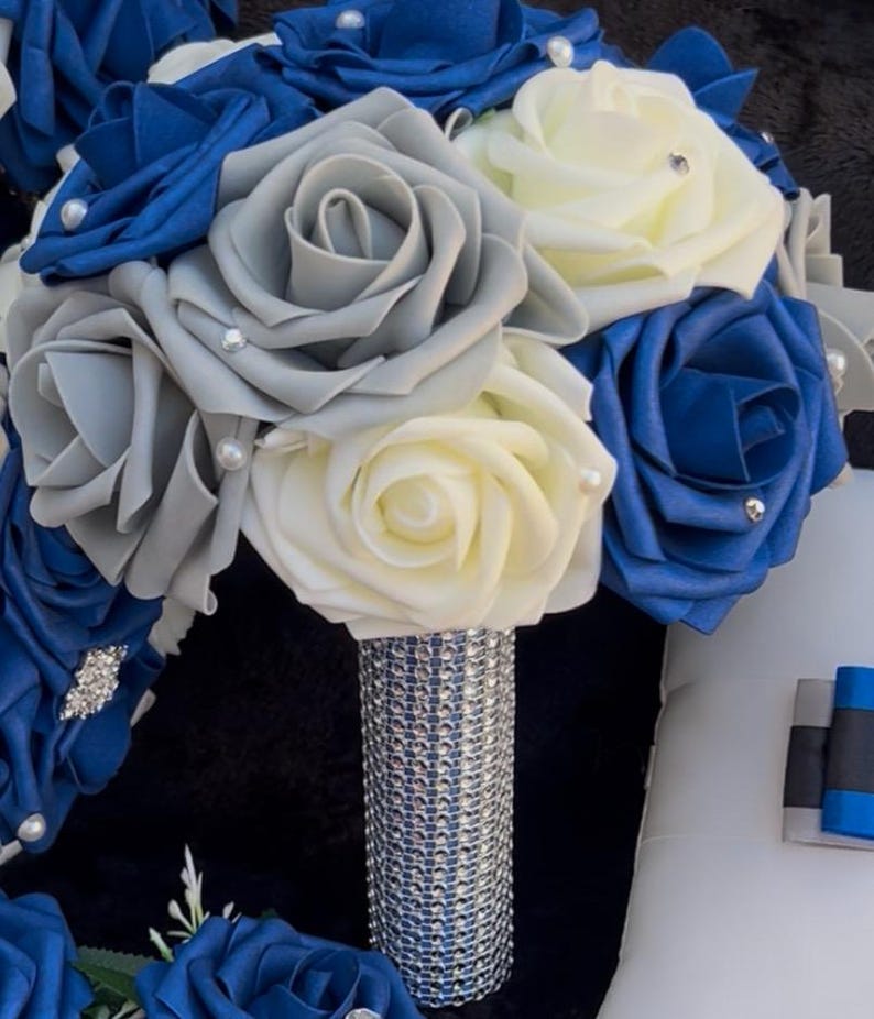 Aqua & Ivory Brooch Bridal Bouquet | Silver Bling - Etsy