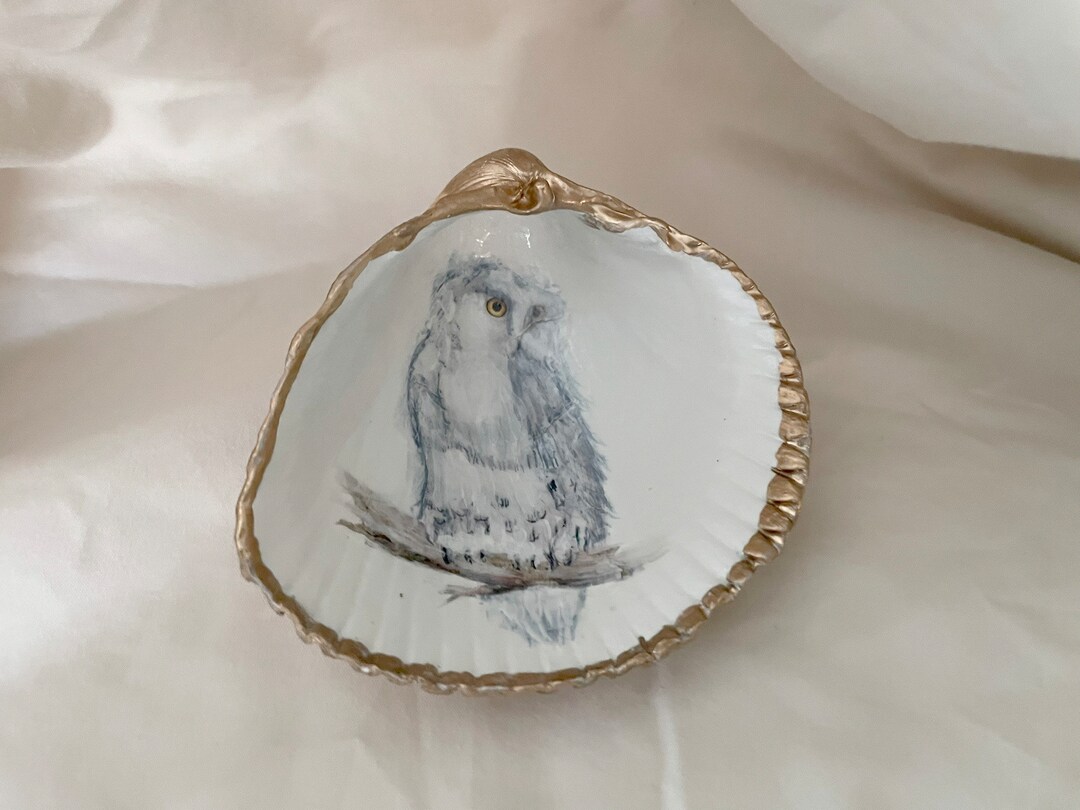 White Owl Shell Trinket, Wedding Gift, Bridal Party, Shell Lovers ...
