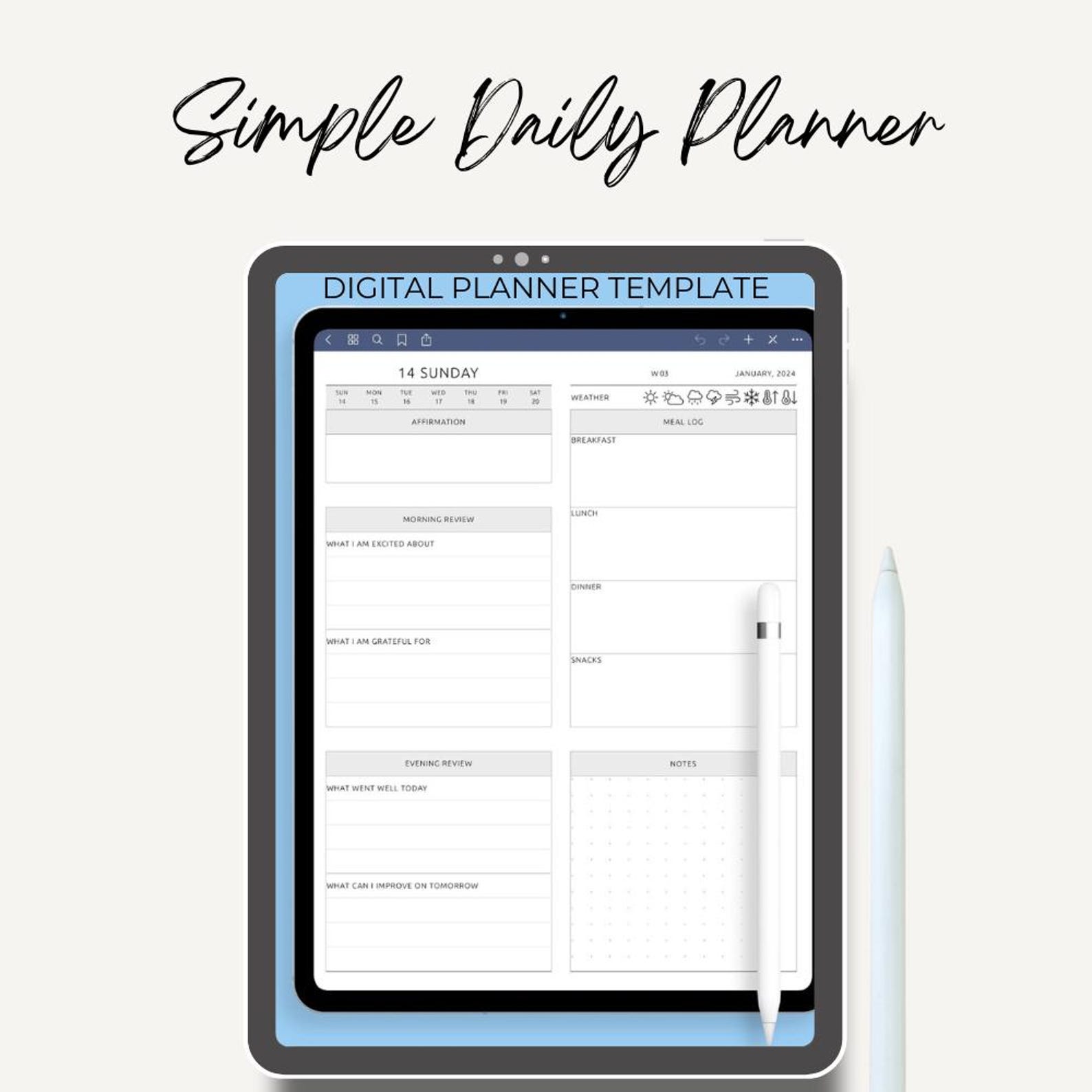 Digital Planner, Daily Planner, Daily Planner Digital, Minimalist Daily ...