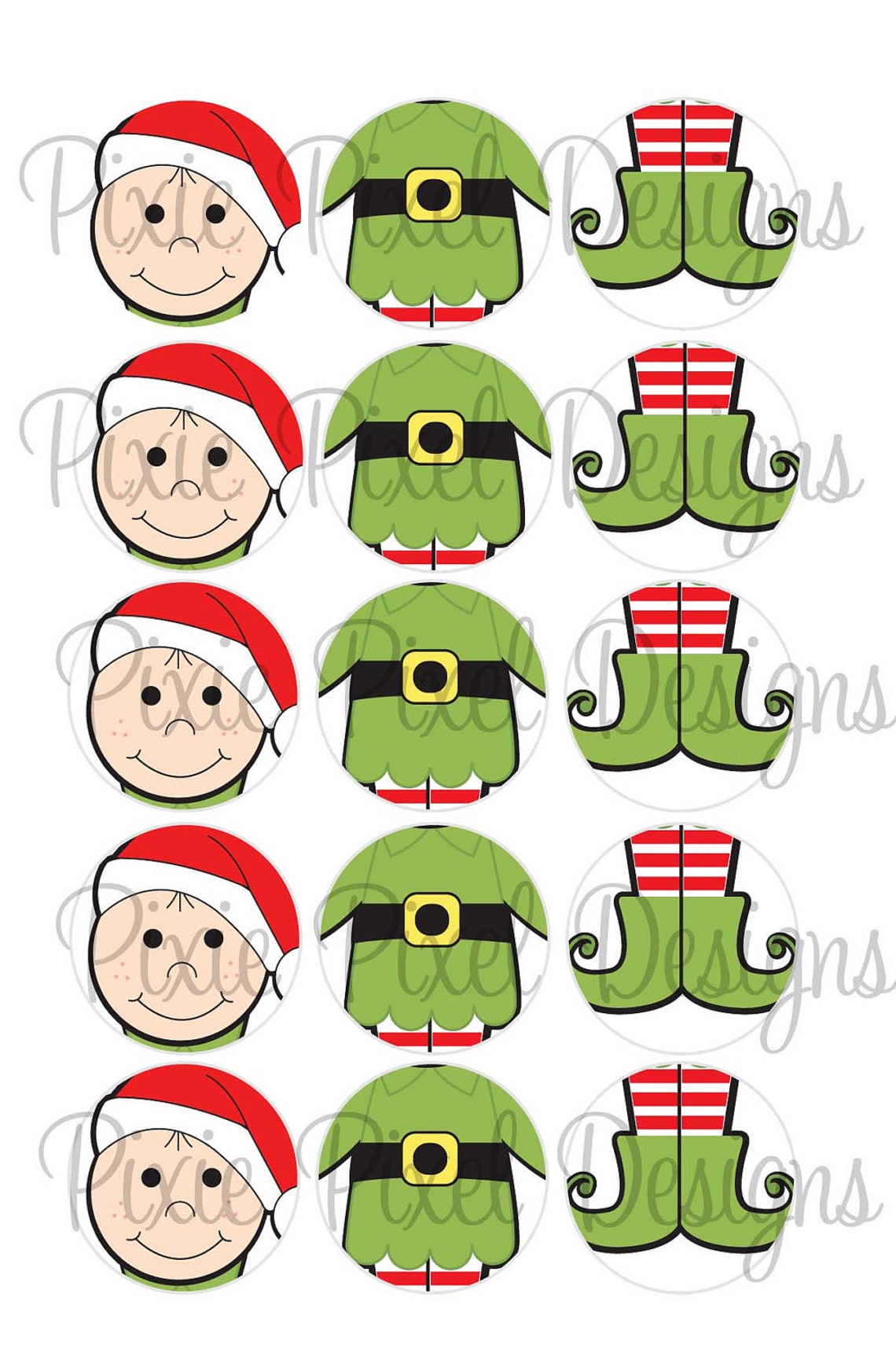 INSTANT DOWNLOAD - Girl and Boy Elf Christmas Ornament Bottlecap Images ...
