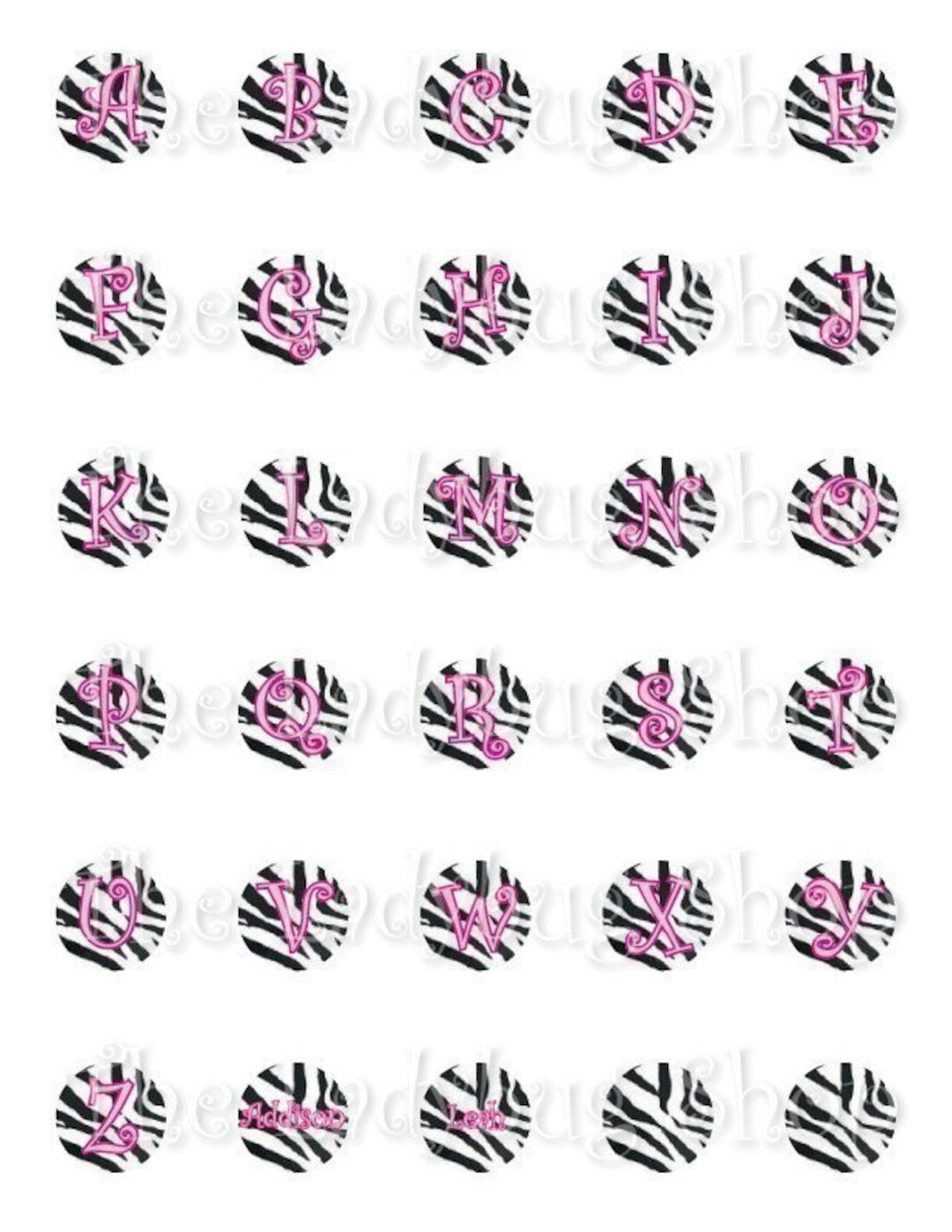 INSTANT DOWNLOAD - Pink Zebra Alphabet Letters Bottle Cap Collage - Etsy
