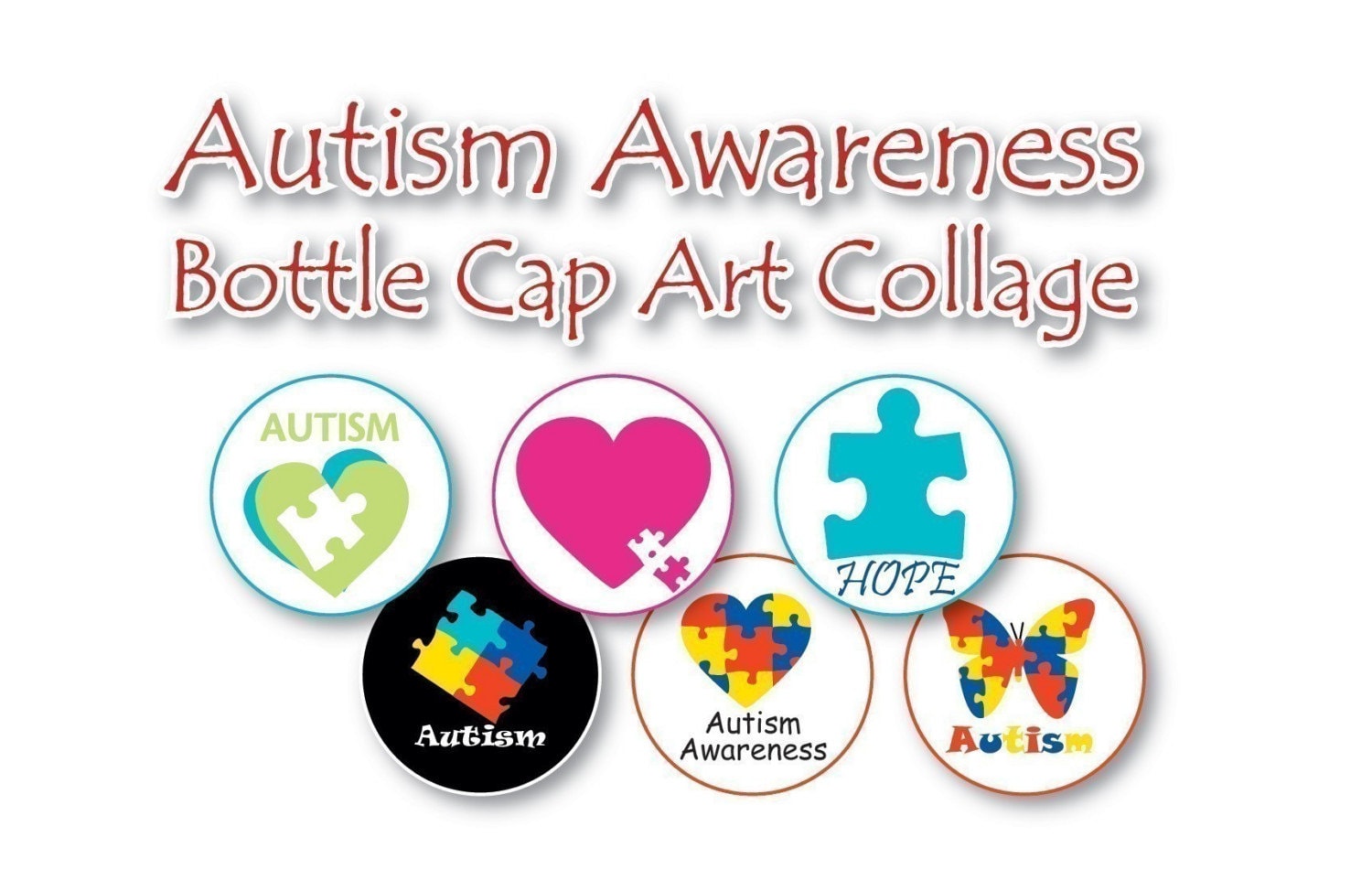 Autism Digital Collage Sheet Printable Images for Bottle Cap Instant ...