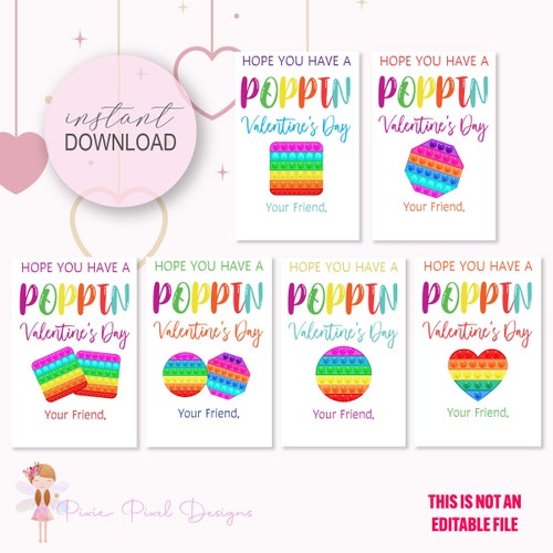 Pop It Valentine Card / Classroom Valentines / DIGITAL - Etsy