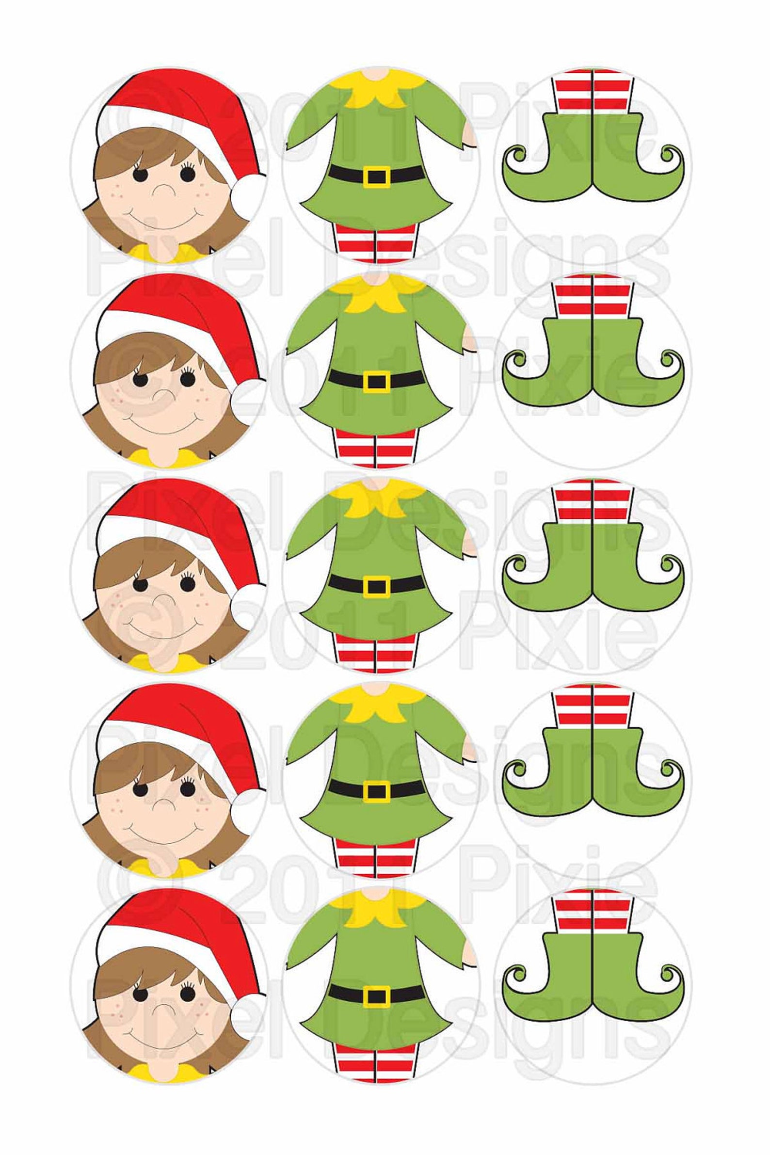 INSTANT DOWNLOAD - Girl and Boy Elf Christmas Ornament Bottlecap Images ...
